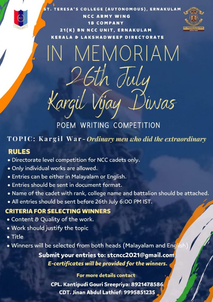 POETRY WRITING COMPETITION St Teresa s College Autonomous POETRY WRITING COMPETITION St Teresa s College Autonomous